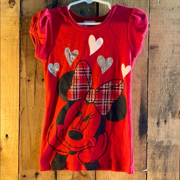 Disney | Shirts & Tops | Euc Girls Red Disney Minimouse Short Sleeve ...